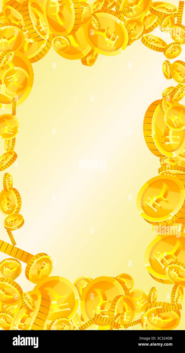 Indian rupee coins falling. Scattered gold INR coins. India money ...
