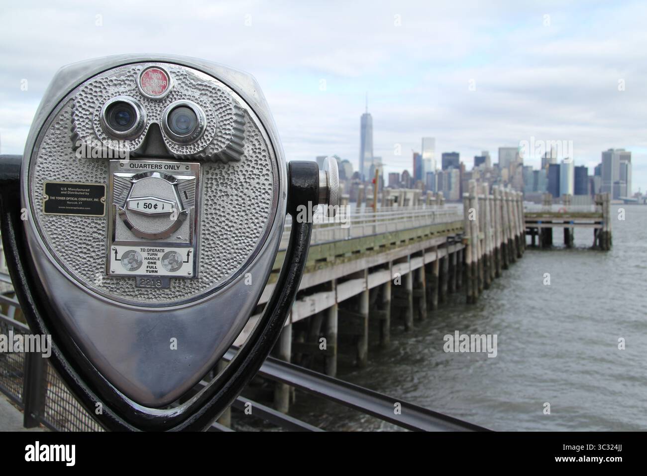 Coin operated public binoculars on liberty island hi-res stock ...