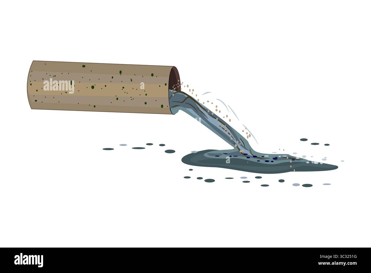 Wastewater and sewer pipe.Dirty water flowing from tube.Industrial pipe ...