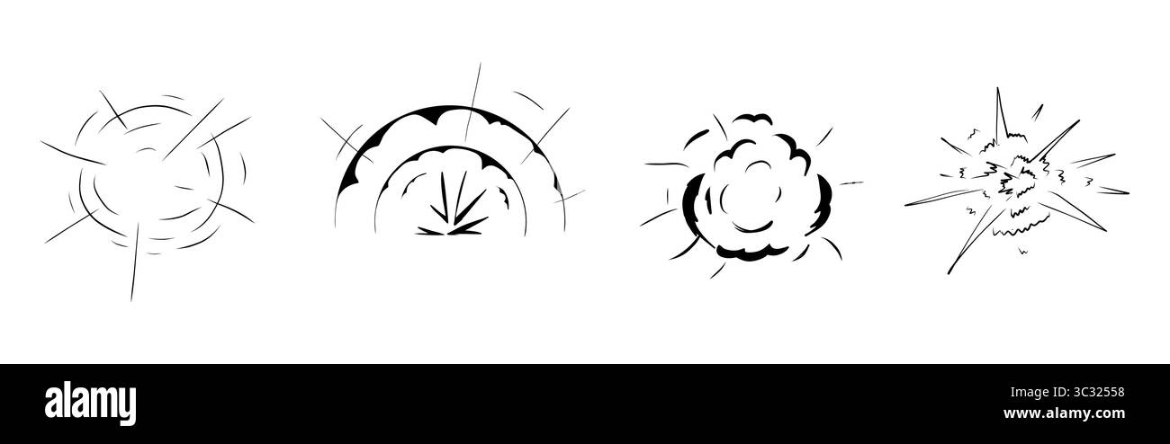 Explosion effect comic manga line sketch. Motion anime explode, radial ...