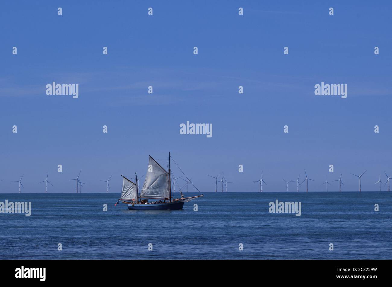 Tourist boat, sailing boat, sailing on sea, sky, blue, behind offshore ...