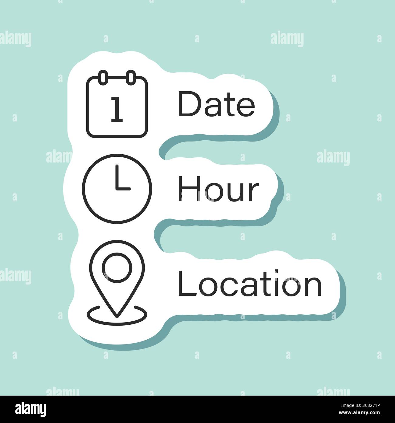 Date time location sticker hi-res stock photography and images - Alamy