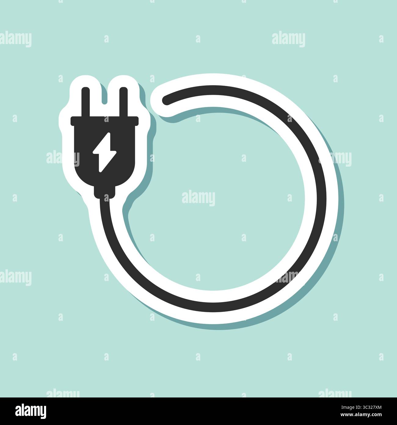Electric socket sticker icon in flat style. Connection and ...