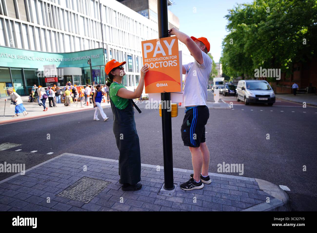 NHS resident doctors outside Bristol Royal Infirmary, as resident ...