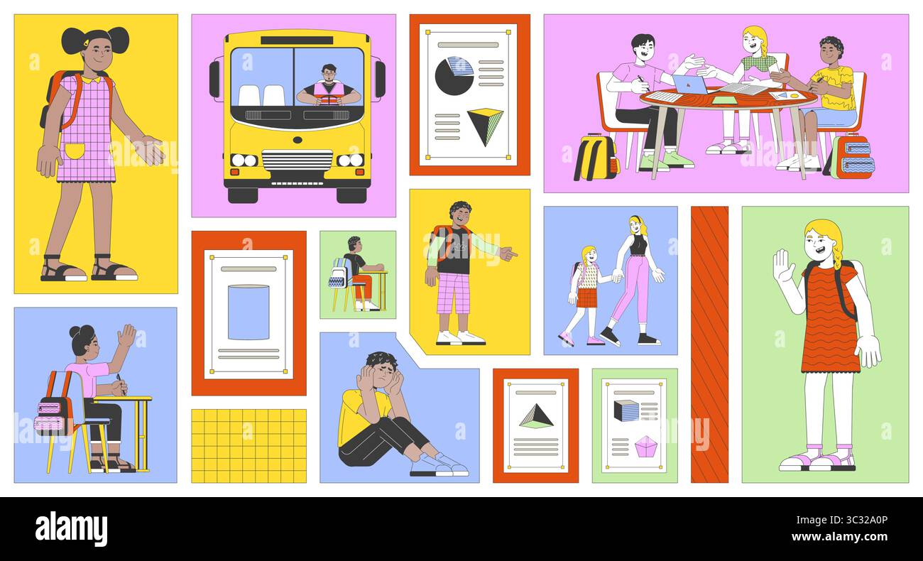 Back to school bento grid illustration set Stock Vector Image & Art - Alamy