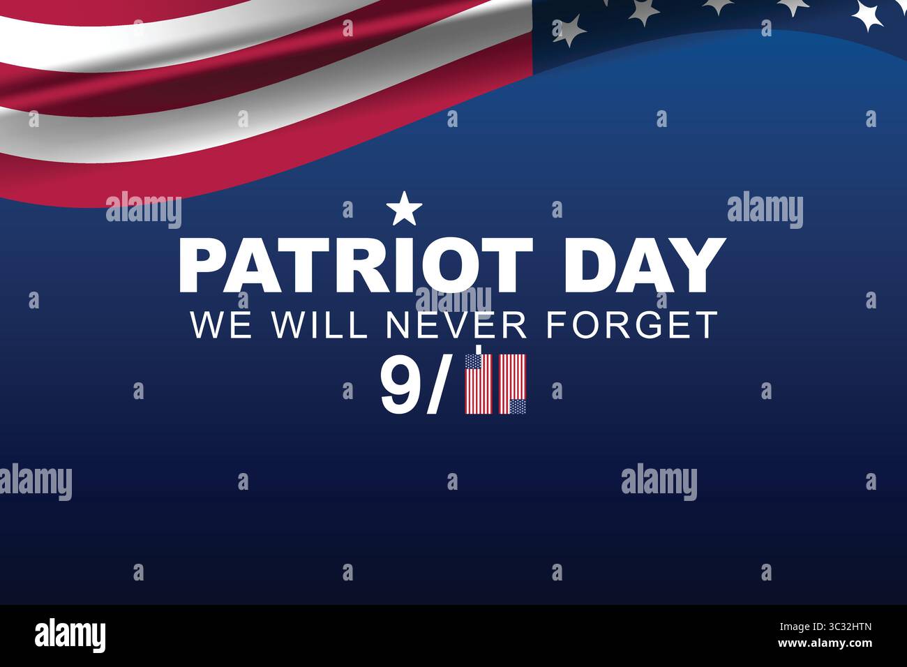Patriot Day with the USA flag and We Will Never Forget Stock Vector ...