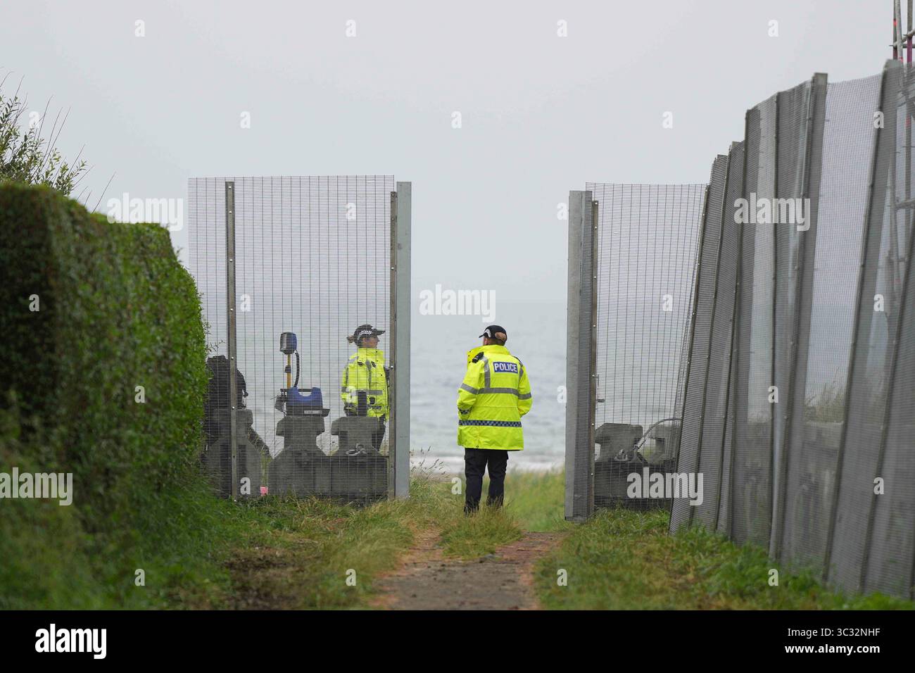 Police on guard duty at the Trump Turnberry golf course in Turnberry ...