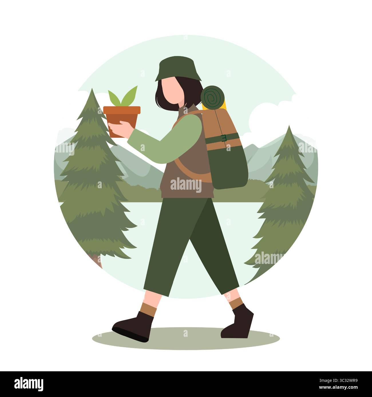 Eco tourism adventure with nature exploration activities. Vector ...