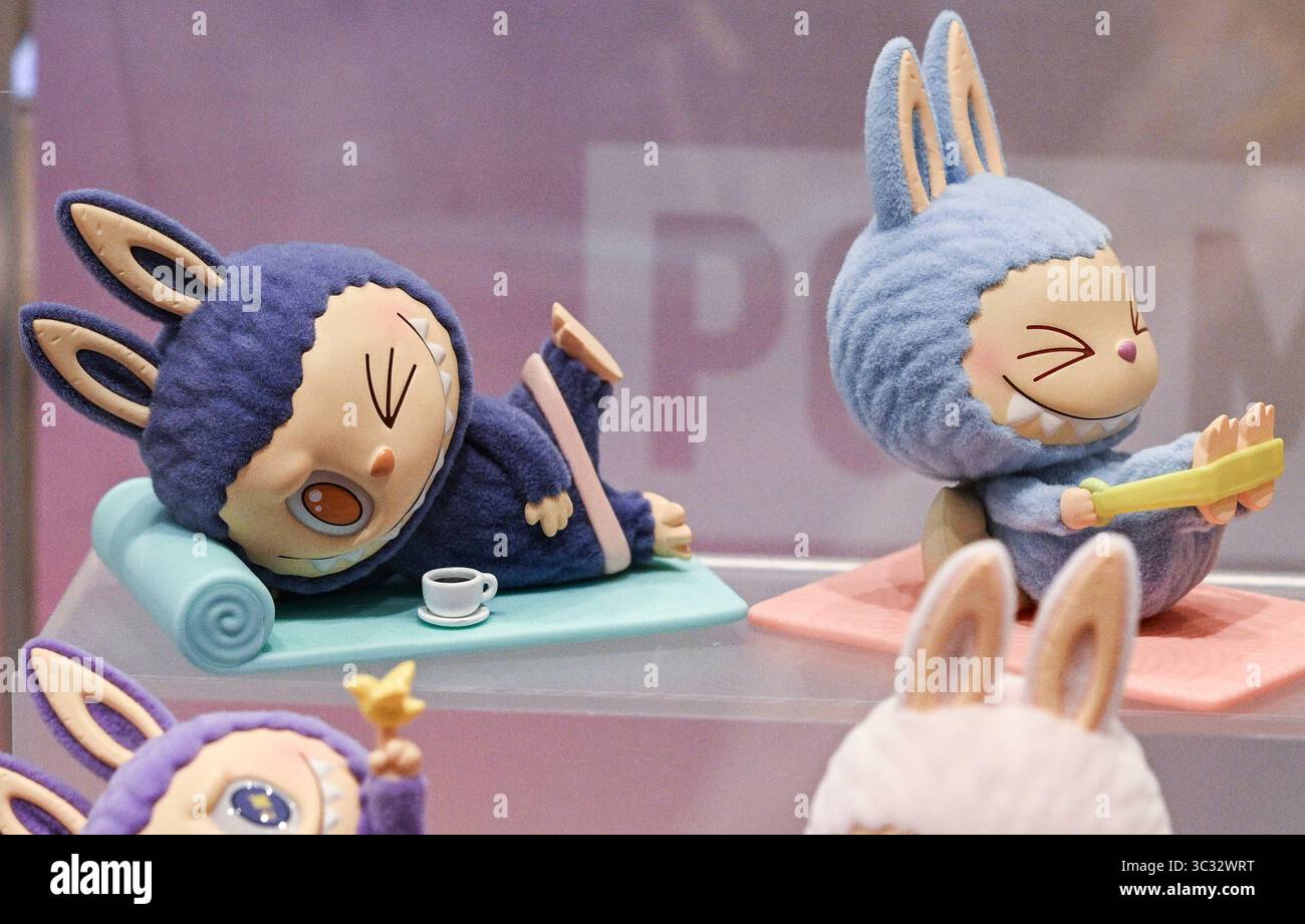 25 July 2025, Berlin: Labubu plush figures are on display at the ...