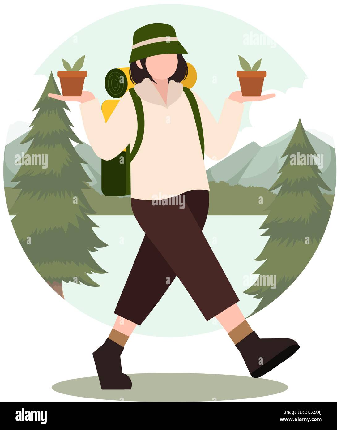Eco tourism adventure with nature exploration activities. Vector ...