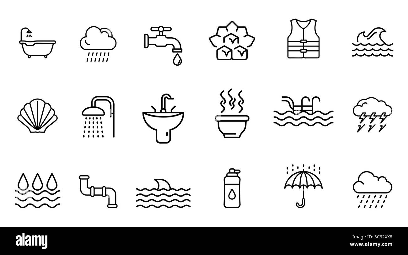 "Outline Water Icons Pack – Clean, Editable, and Versatile Vector Set ...