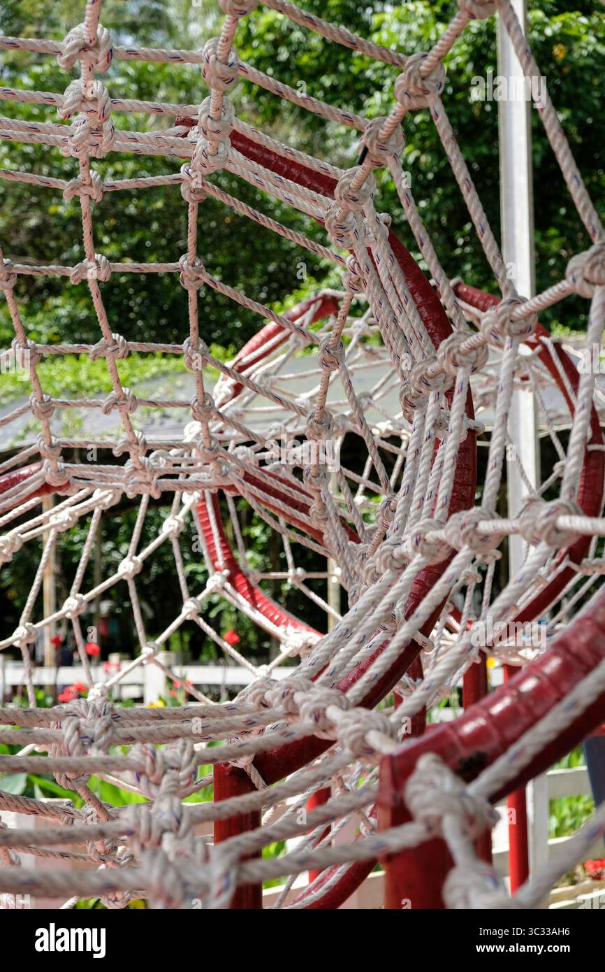 Climbing spider web, adventure activity for kids at park Stock Photo ...