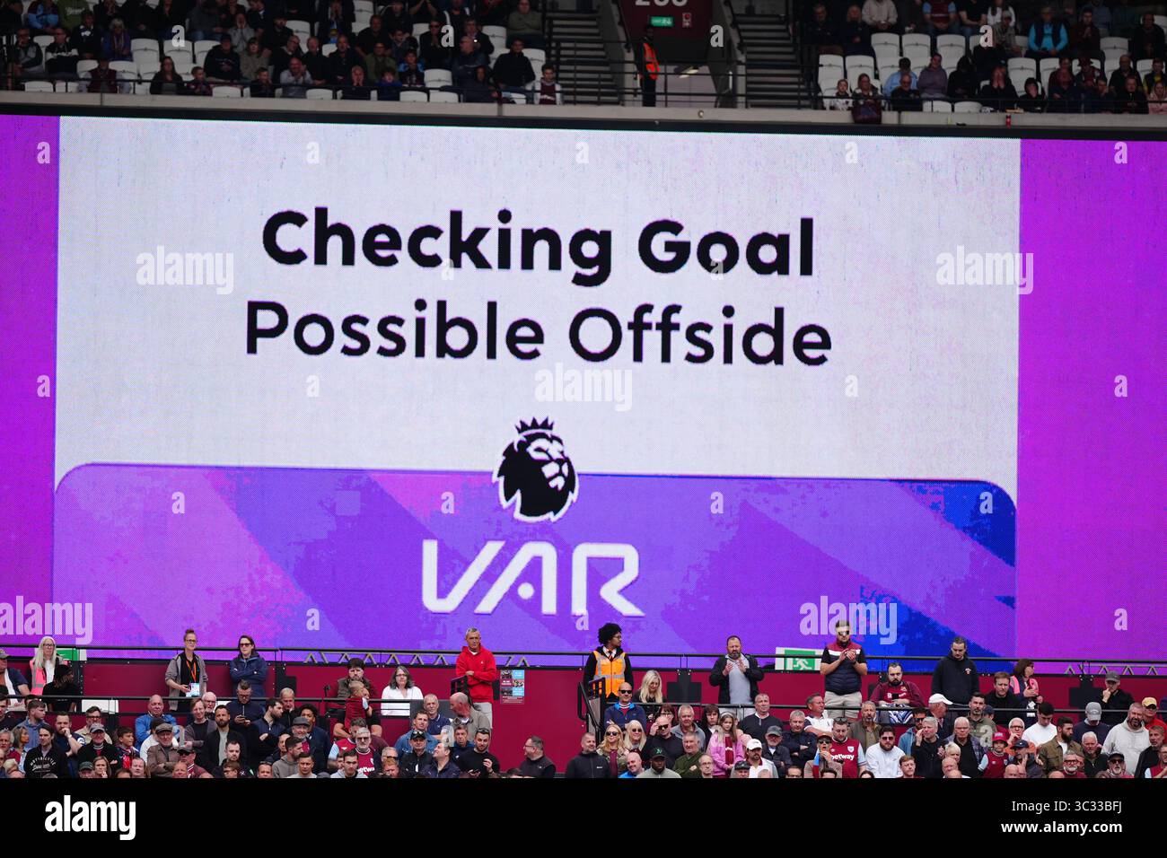 File photo dated 18-05-2025 of A VAR check announced on a big screen ...