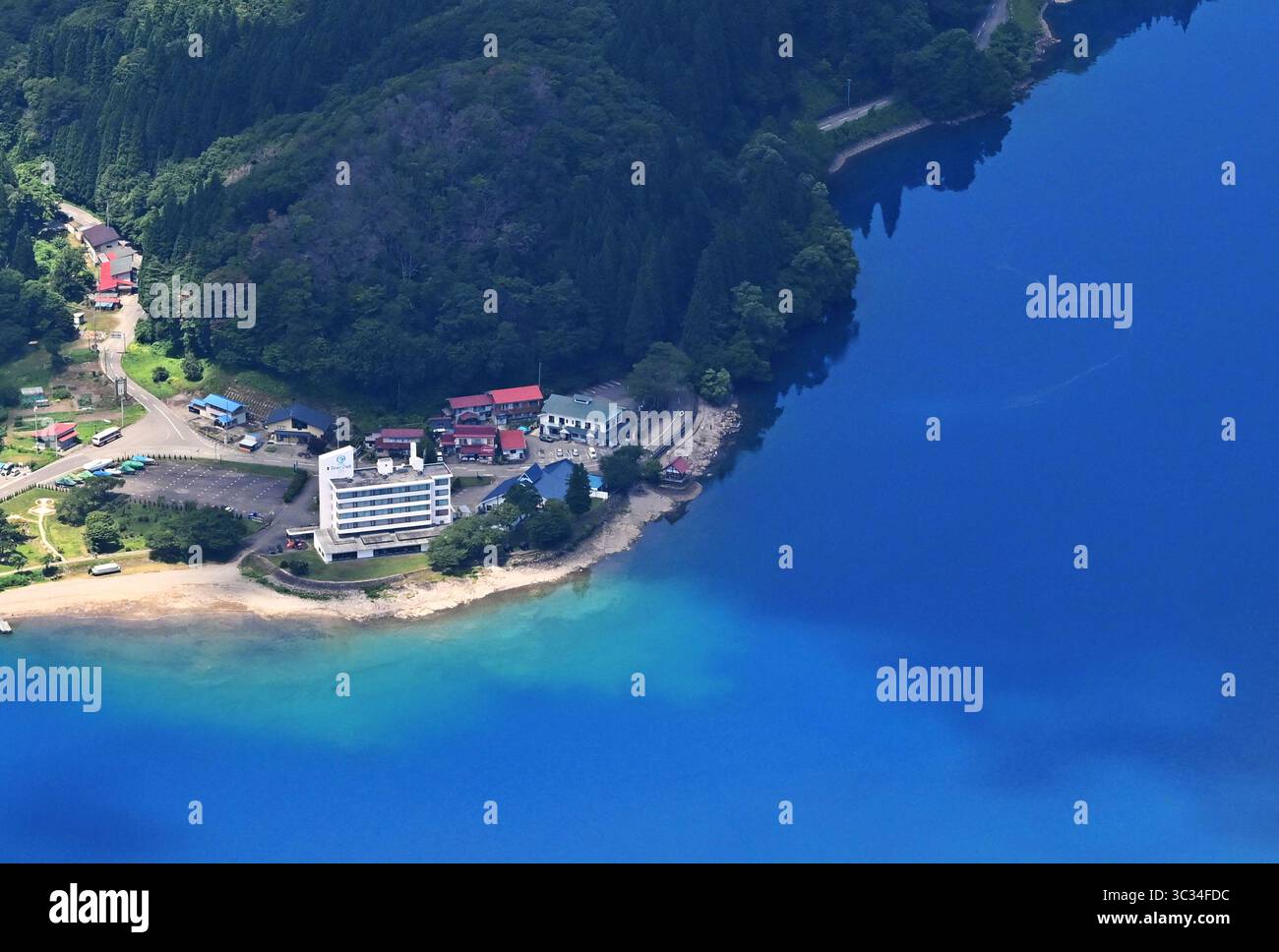 A photo shows Lake Tazawa in Senboku City, Akita Prefecture, northern ...