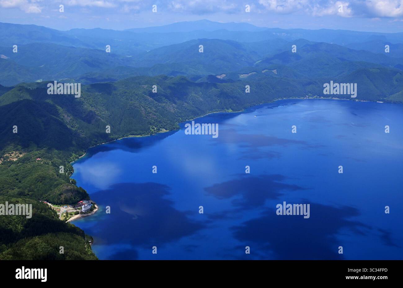 A photo shows Lake Tazawa in Senboku City, Akita Prefecture, northern ...