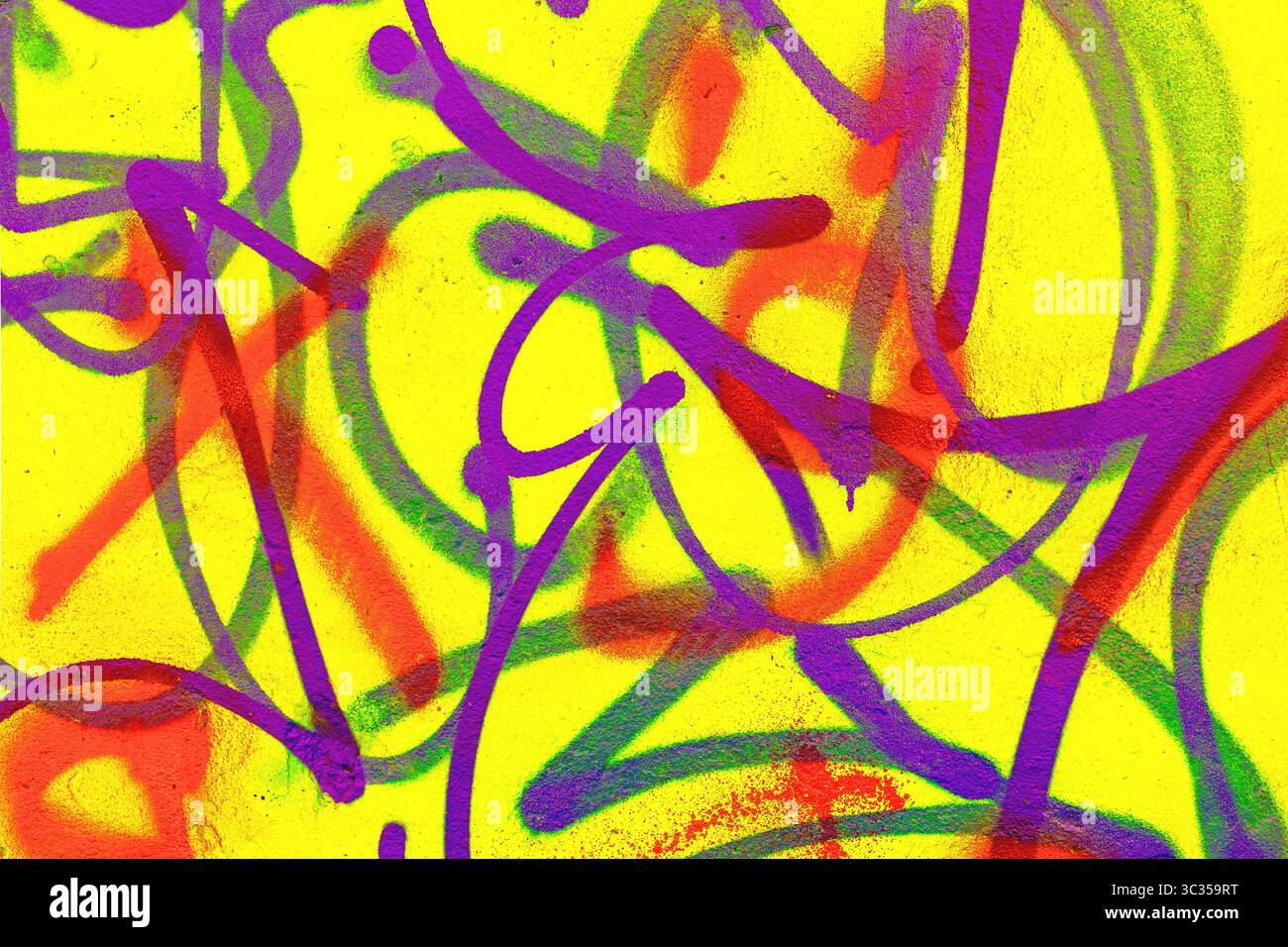 Vibrant Graffiti Swirl on Neon Yellow Background 80s Style Urban Art ...