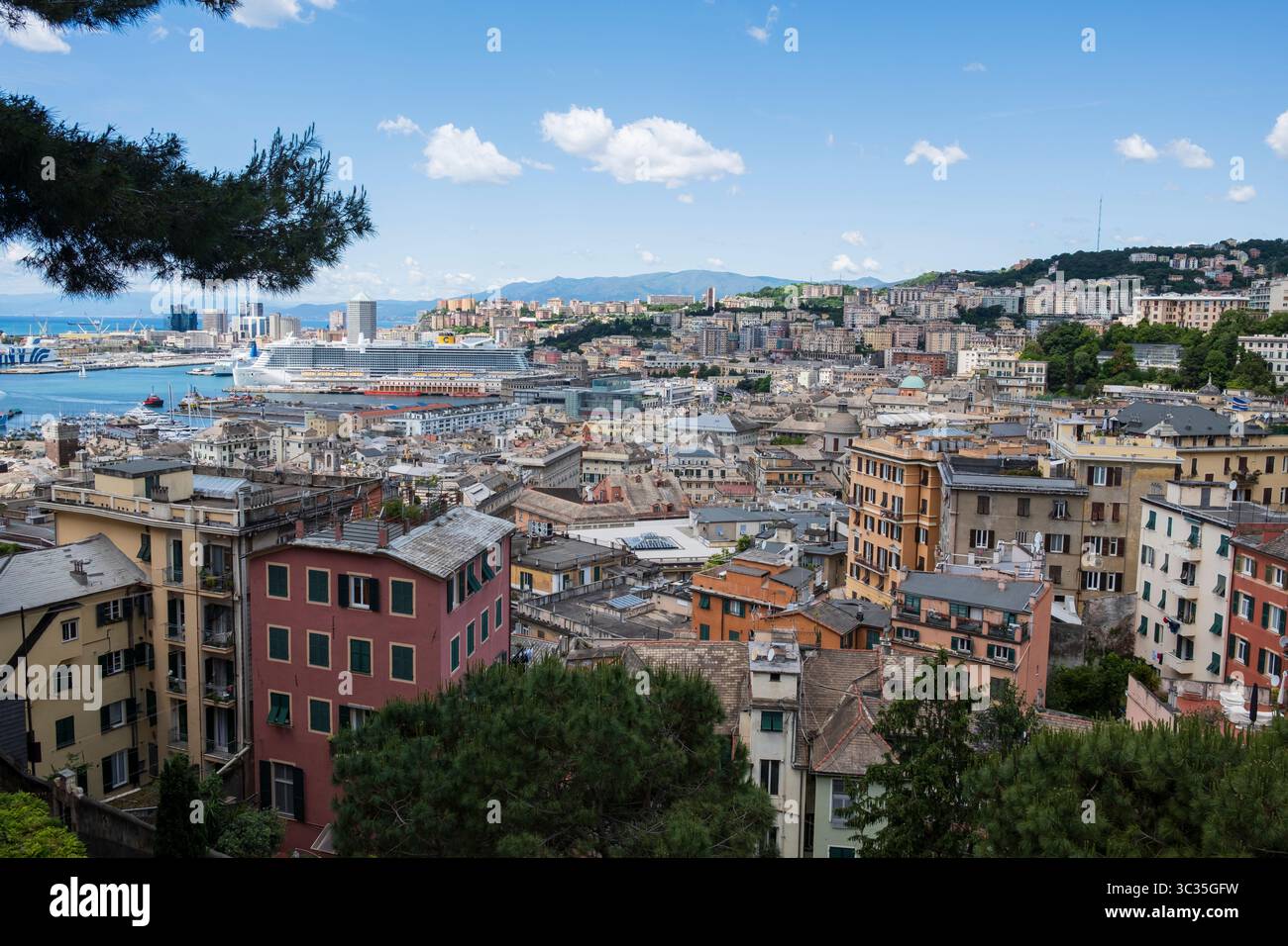 Hilltop view of Genoa from Belvedere Castelletto Stock Photo - Alamy