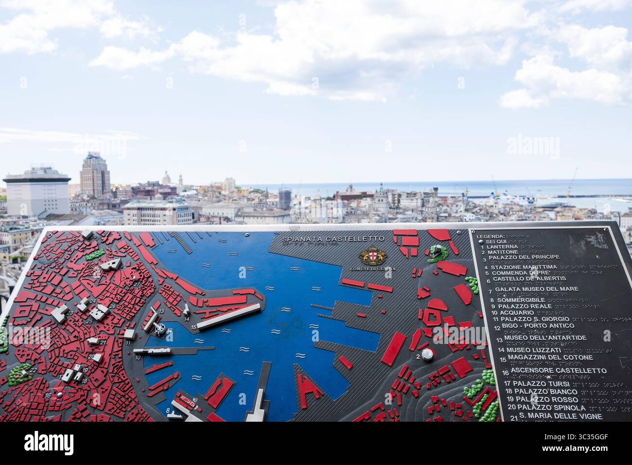 Hilltop view of Genoa from Belvedere Castelletto Stock Photo - Alamy