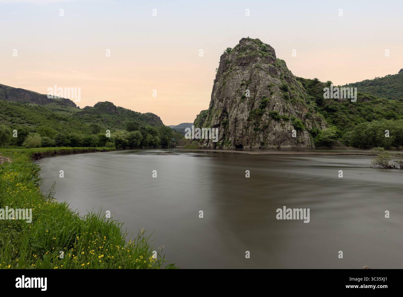 The Dzoraget River flows through the lush, wooded Arevatsag Canyon, a ...
