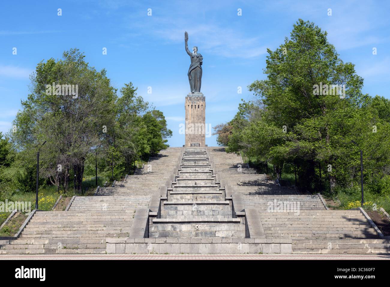 The Mother Armenia victory monument, erected in 1975, stands on a hill ...