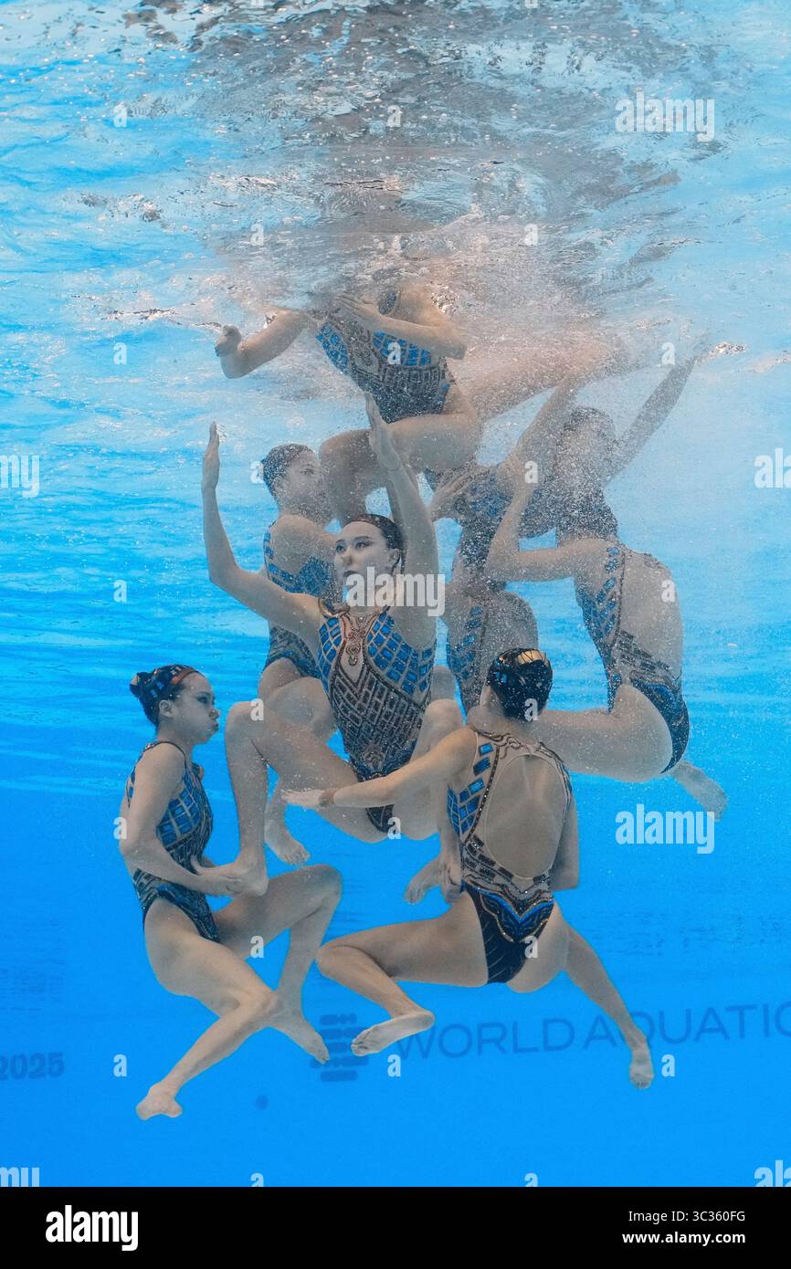 Team China compete in the team acrobatic final of artistic swimming at ...
