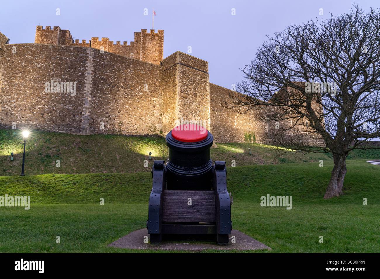Medieval mortar outside the walls of the inner Bailey with the Great ...