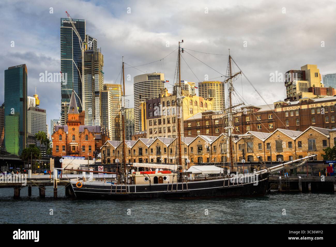 Sydney, Australia - 21 May 2025: View of a majestic sailing ship moored ...