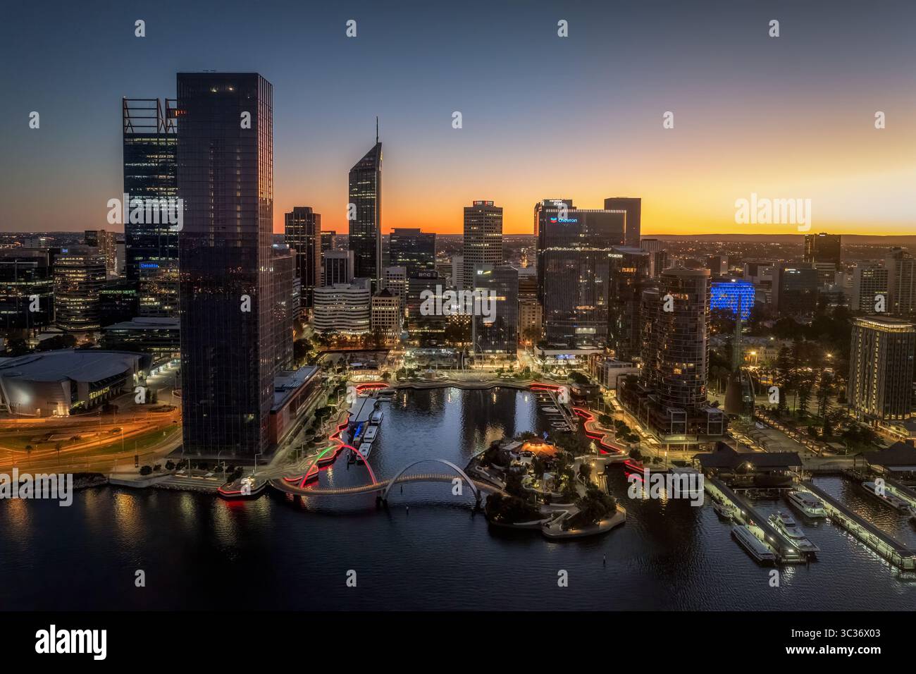 Perth, Australia - 17 May 2025: Aerial view of the city's skyline ...