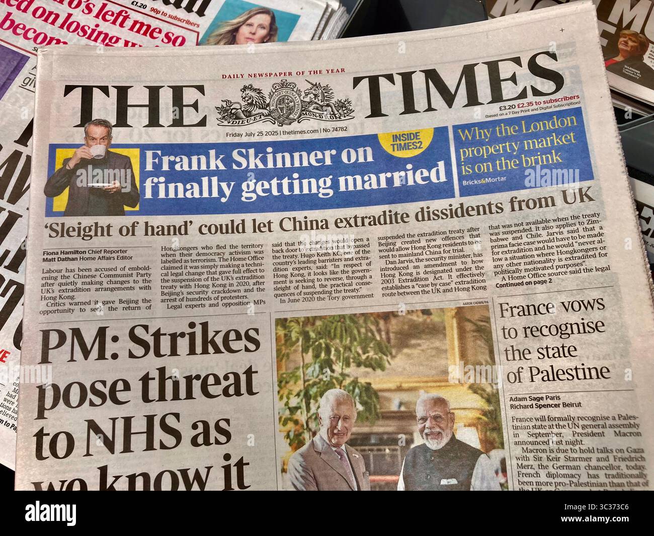 Front pages of newspapers featuring Labour government quietly making changes to the UK's ...