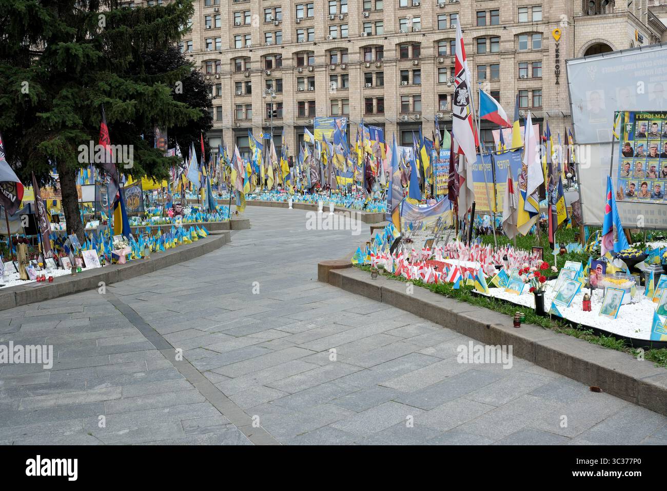 Vibrant memorial filled with flags and tributes to honor Ukrainian ...