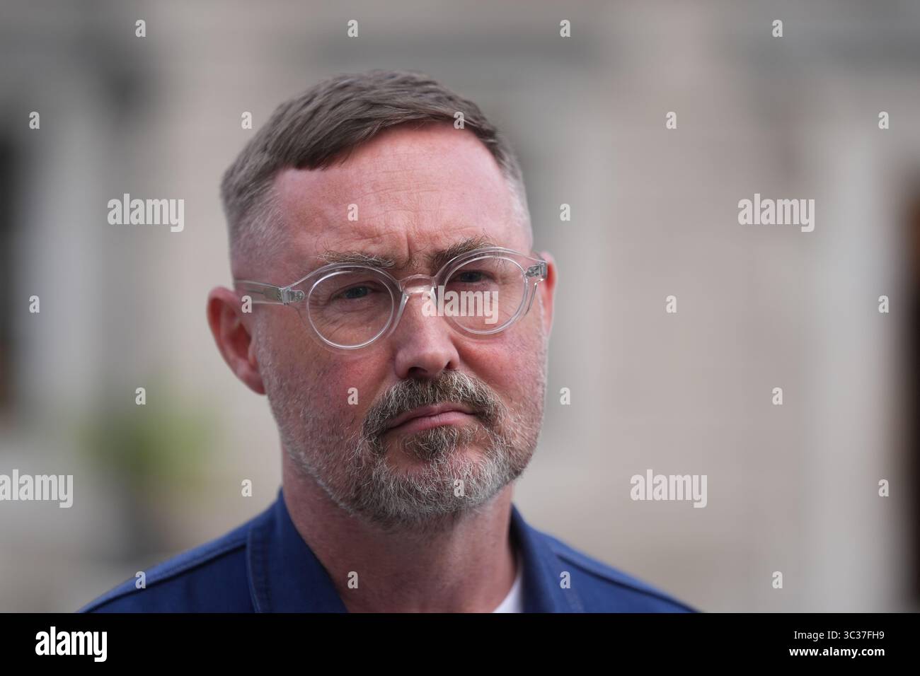 Sinn Fein housing spokesperson Eoin O Broin speaks to the media on the ...