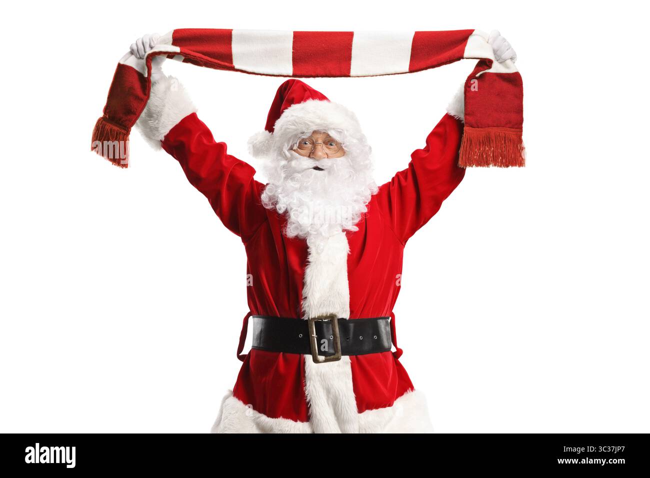 Santa claus cheering with a scarf isolated on white background Stock ...