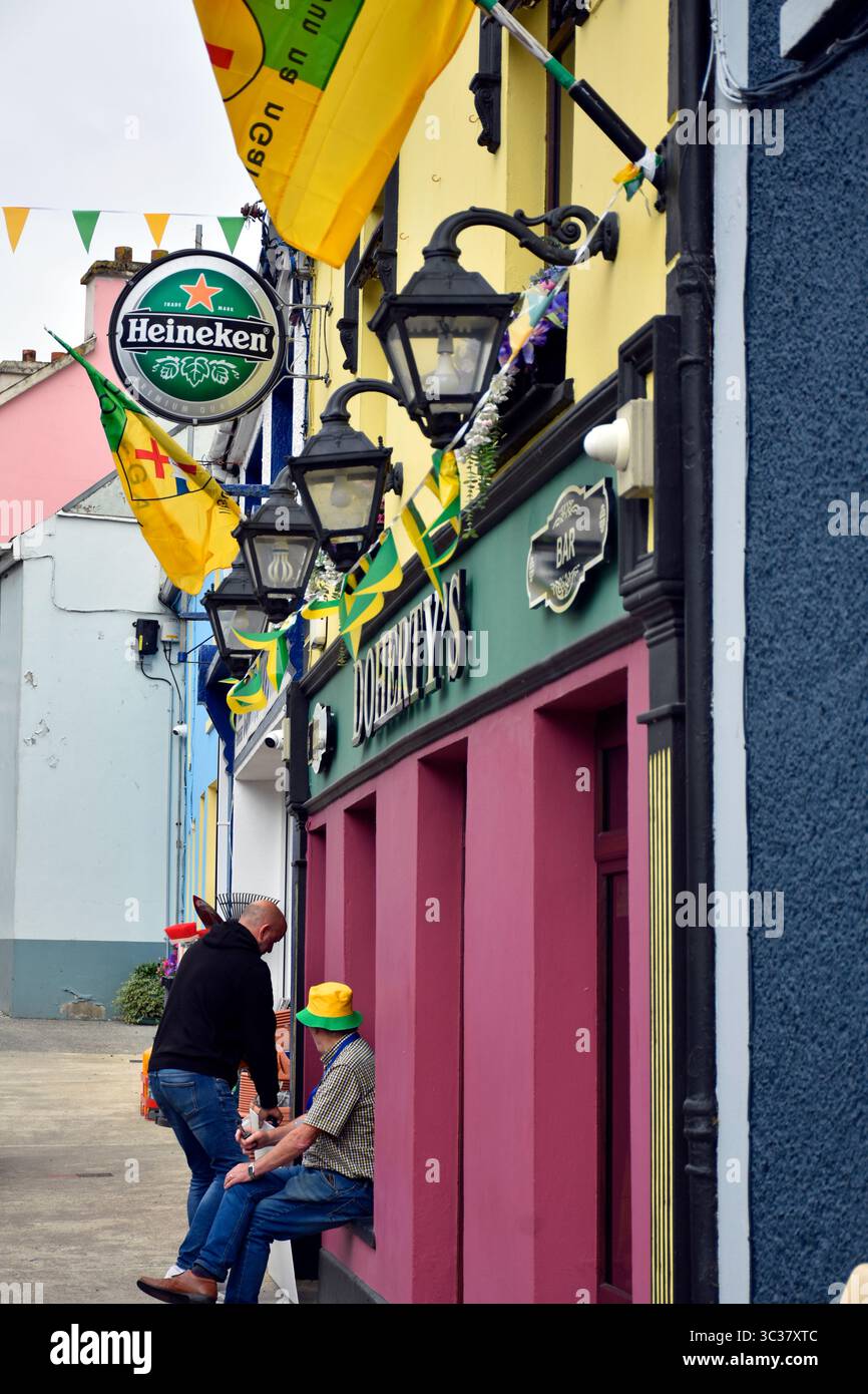 Ardara, County Donegal, Ireland. 25th July 2025. Flags flying in ...