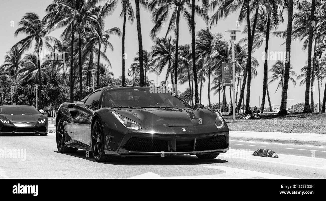 Miami Beach, Florida USA - June 9, 2024: Ferrari 488 gtb spider red in ...