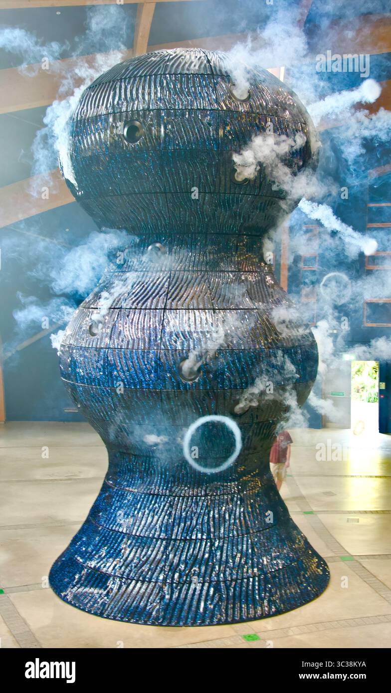 Infinity Blue 'breathing' sculpture blowing smoke rings inside the Core ...
