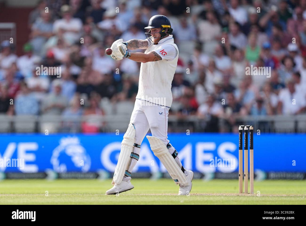 England's Ben Stokes hits four during day three of the Fourth Rothesay ...