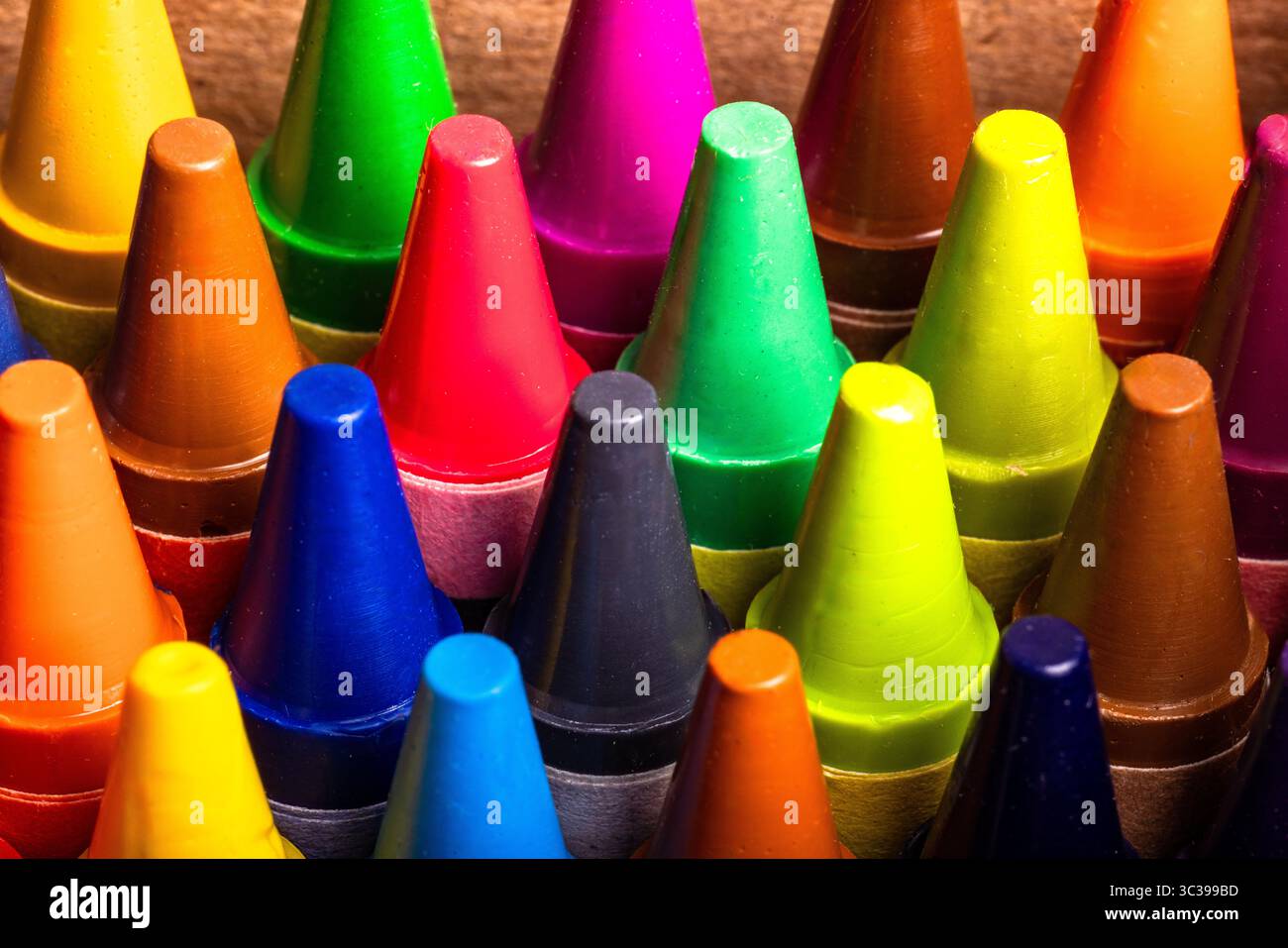 Macro Closeup of Colorufl Crayon Tips Inside a Crayon Box Stock Photo ...