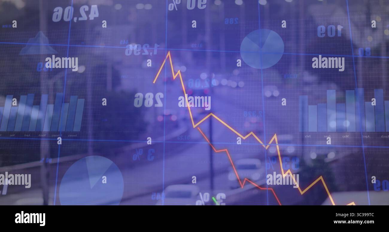 Cityscape pie charts graphs overlaying hi-res stock photography and images - Alamy