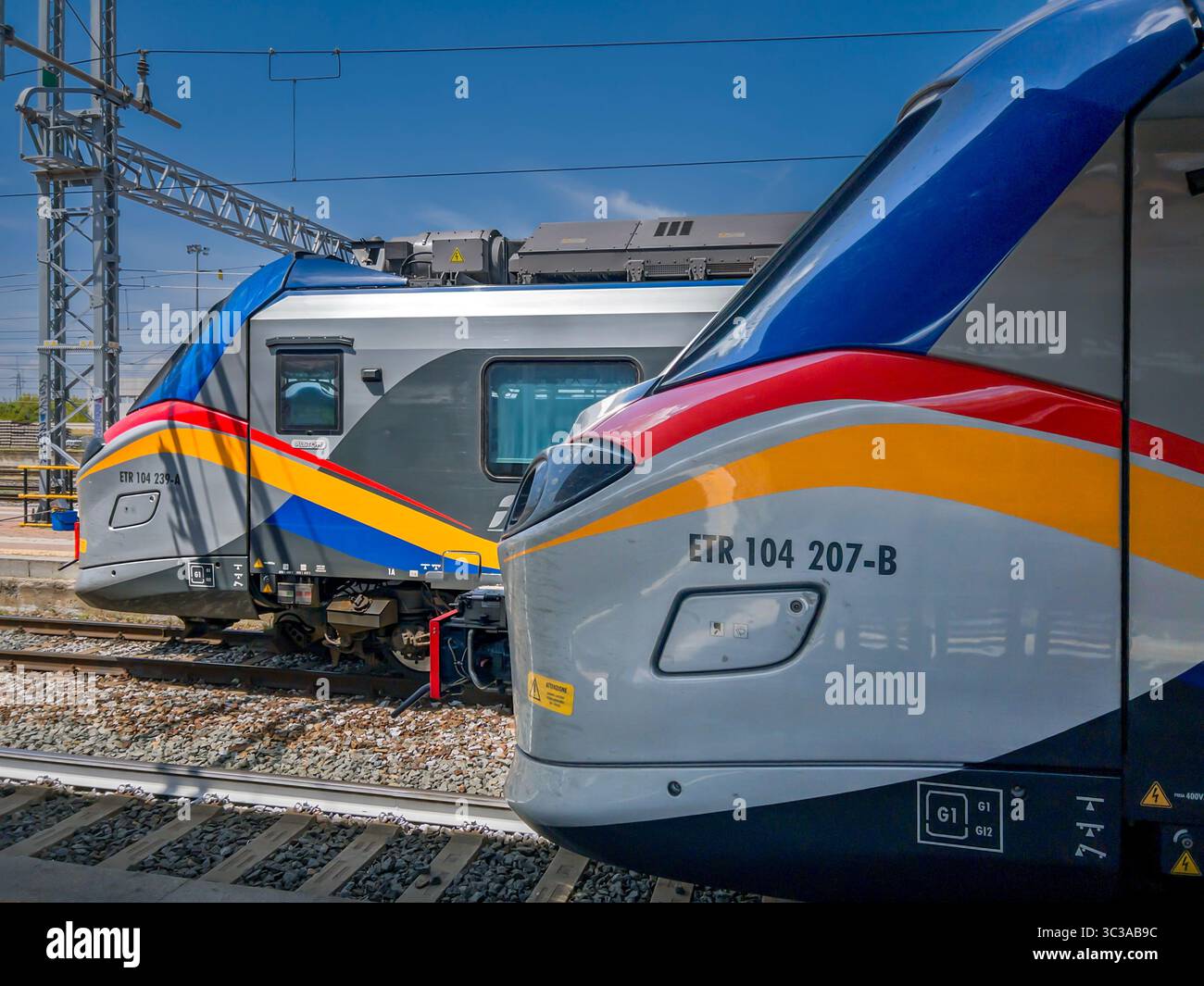 Fossano, Italy - July 23, 2025: two locomotives Regional train do ...