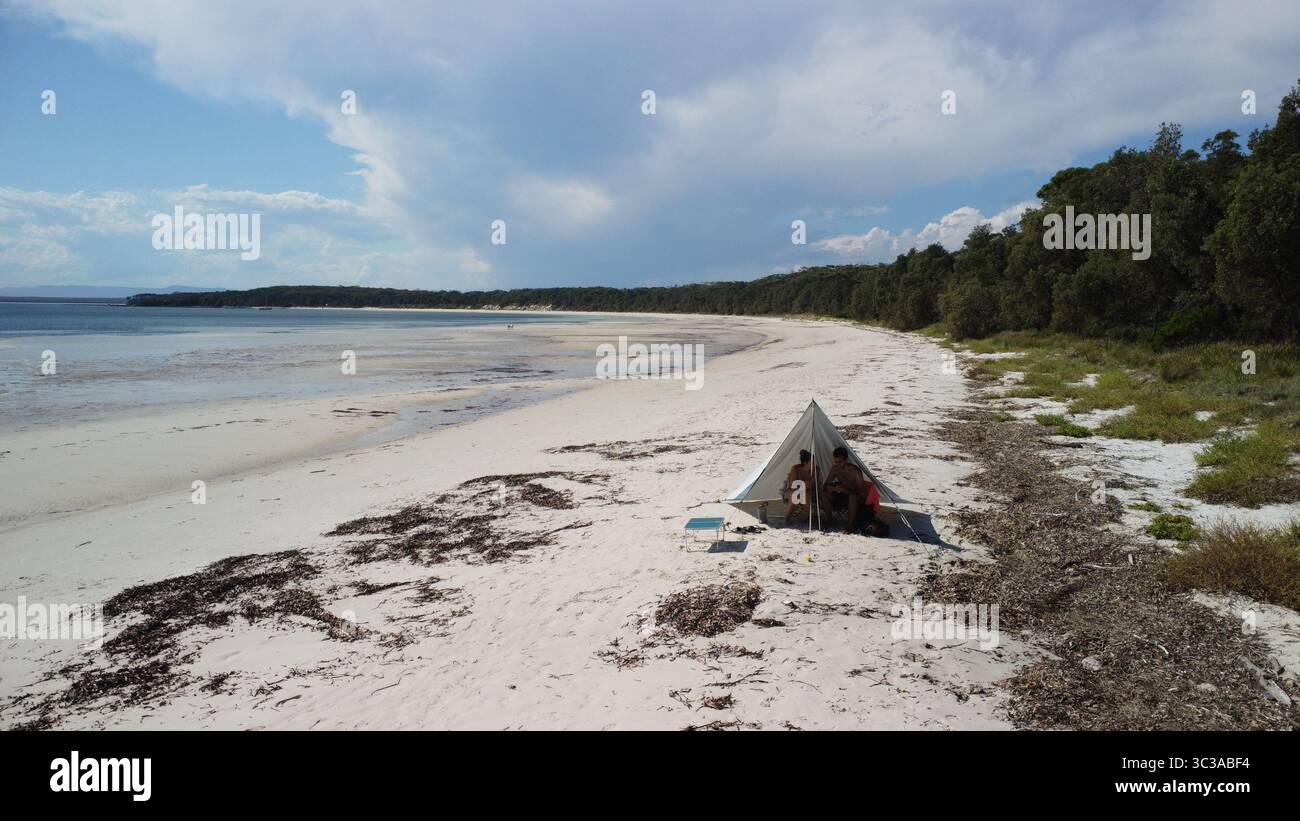 Drone over landscape beach blue hi-res stock photography and images - Alamy