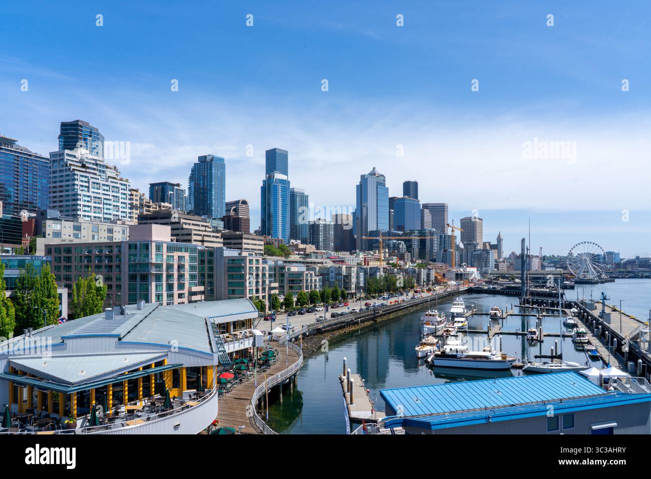 Southeast view of the Central Waterfront in Seattle, Washington, United ...