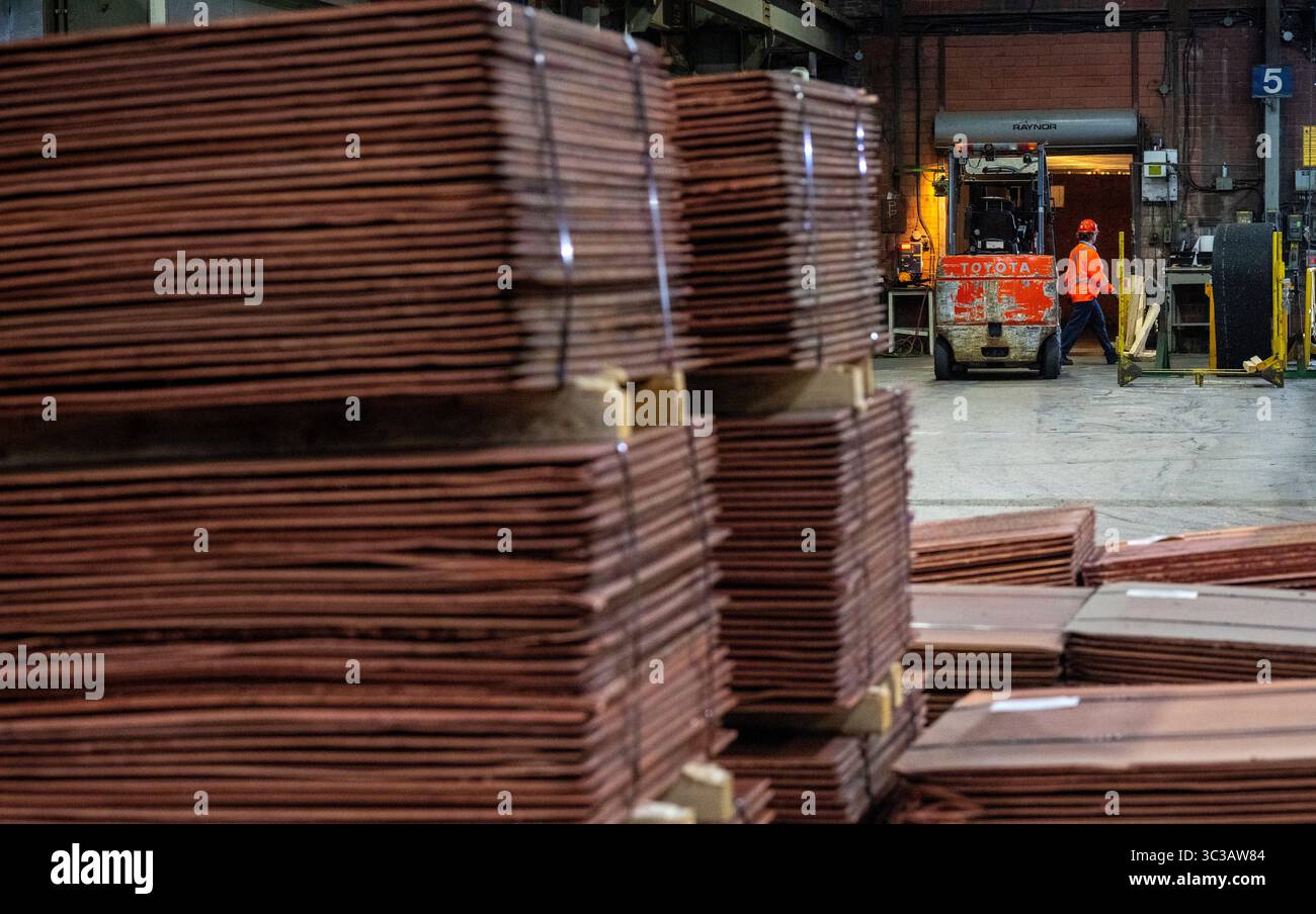 Copper cathodes are stacked for delivery at the Canadian Copper ...