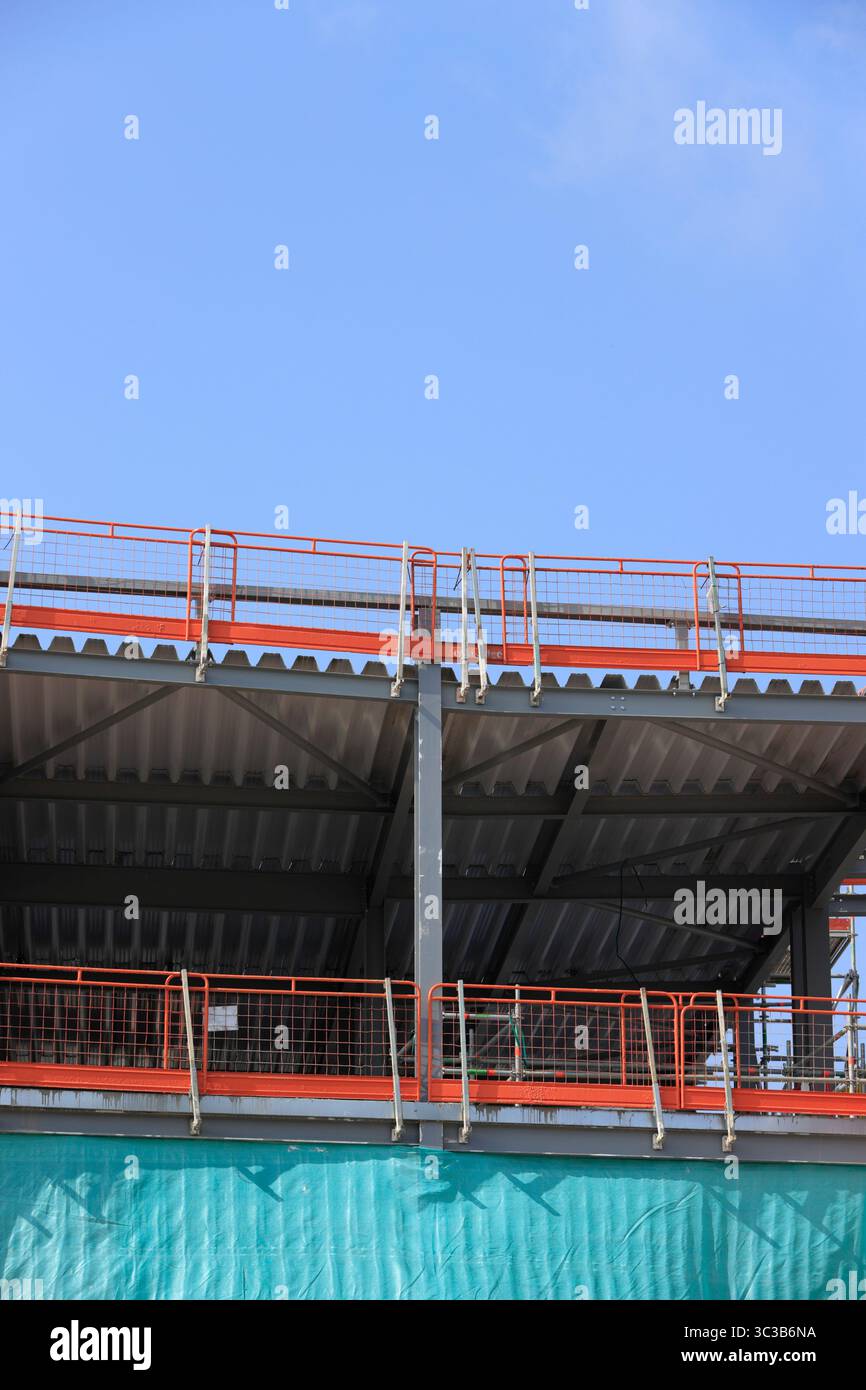 Radcliffe civic hub steel skeleton frame and underside ofmetal decking ...