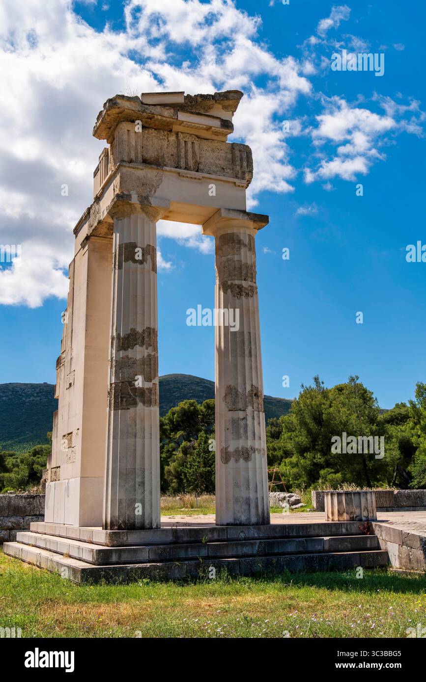 Remains of the Temple of Asclepius in Epidaurus, showcasing classical ...