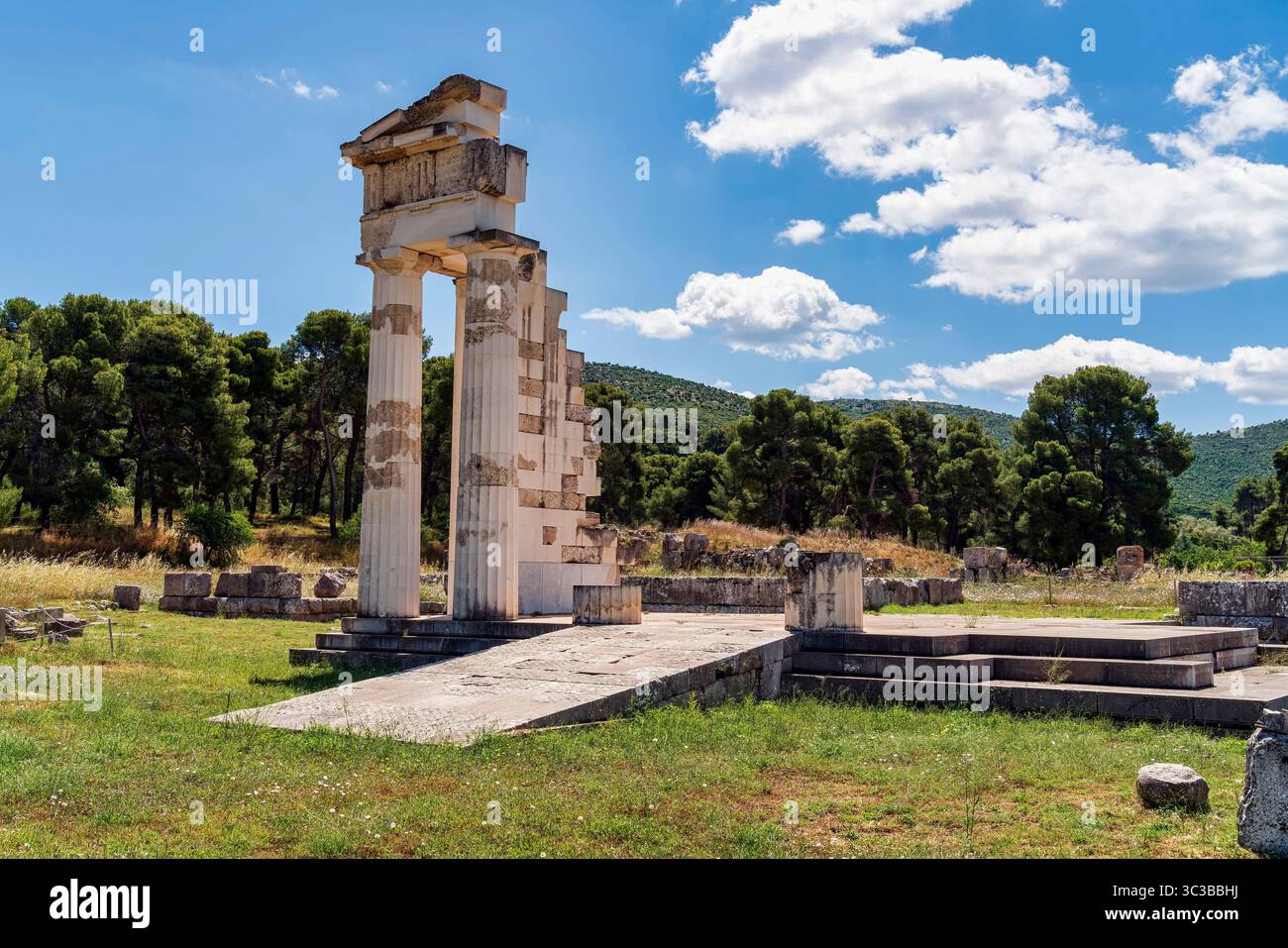 Remains of the Temple of Asclepius in Epidaurus, showcasing classical ...