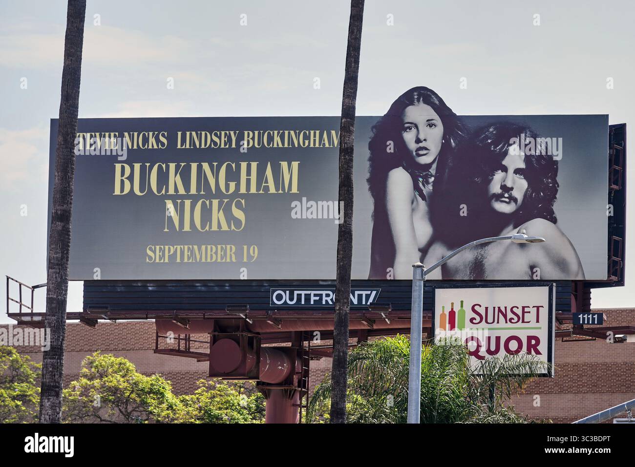 A billboard sign advertises the cover art from the 1973 album ...