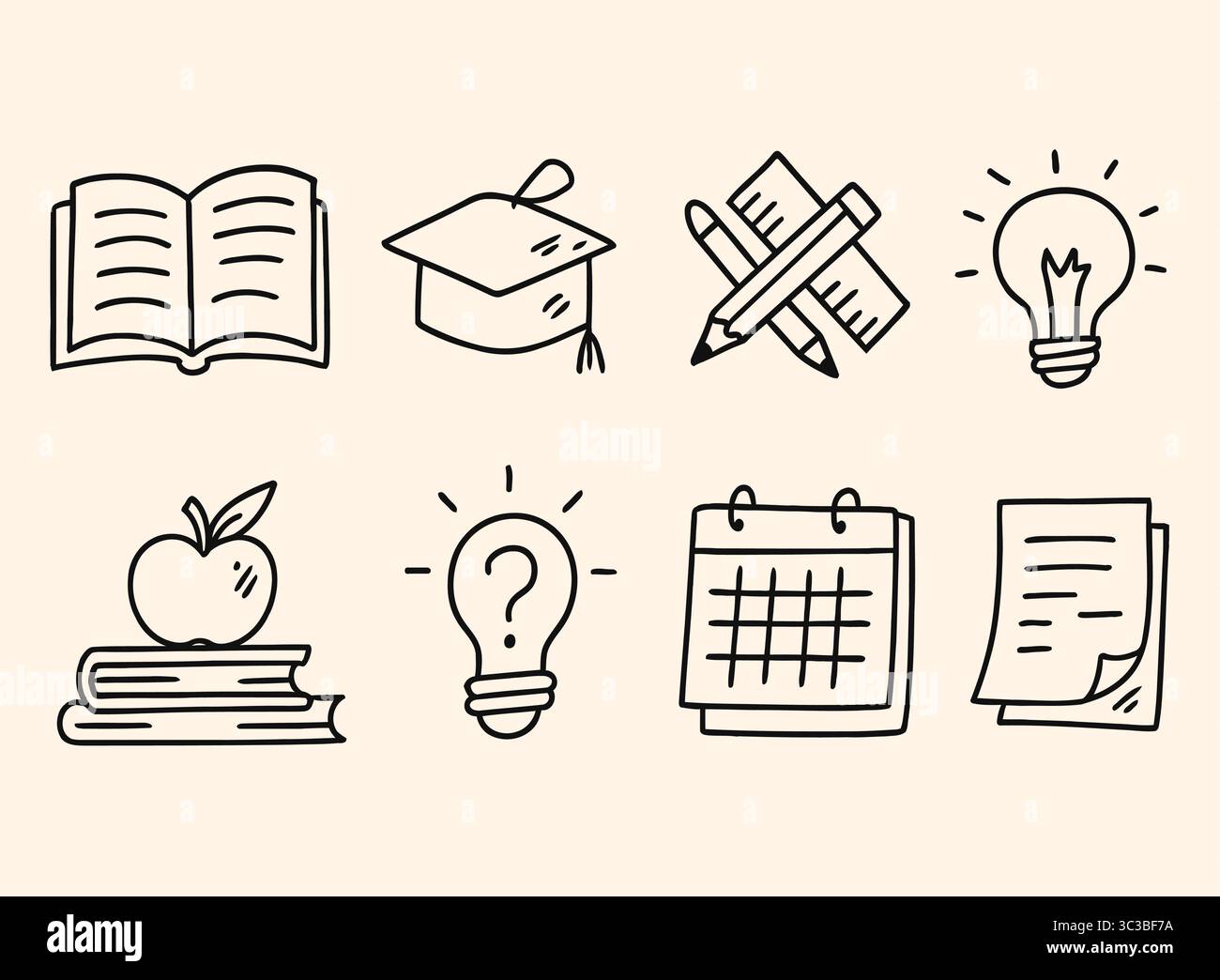 Minimalist Education Icon Set School, Learning, and Study Line Art ...