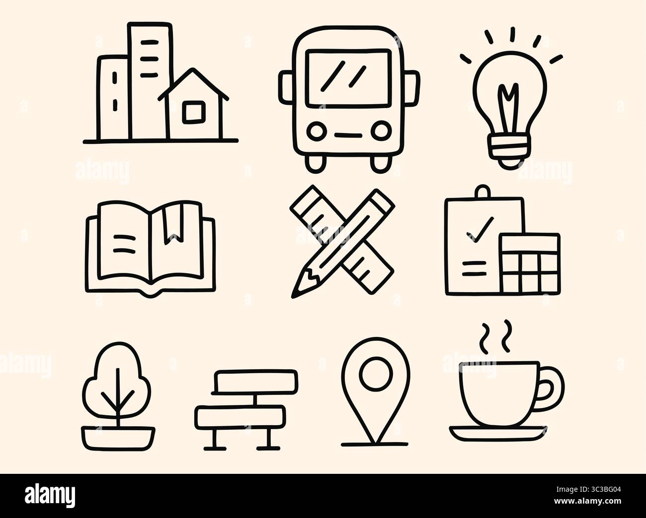 Multipurpose Minimalist Icon Set City, Education, Planner, and ...