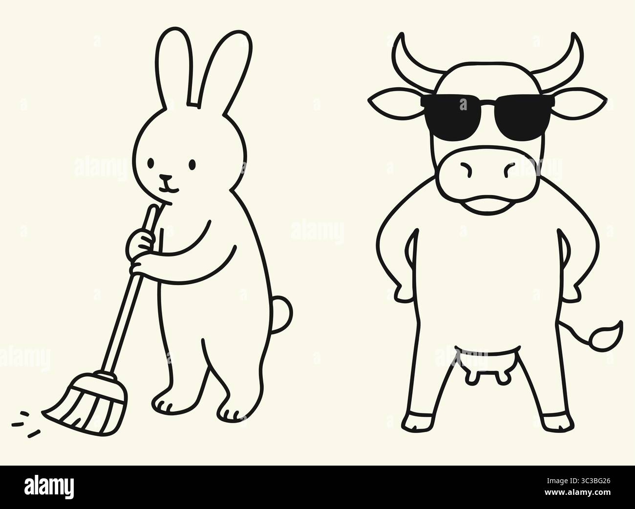 Cleaning bunny line art hi-res stock photography and images - Alamy