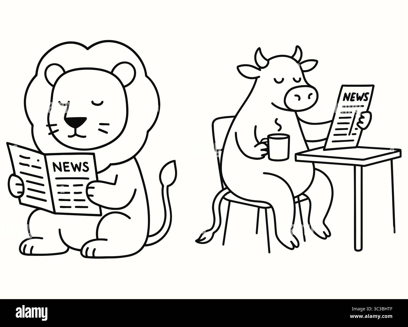 Lion news cartoon hi-res stock photography and images - Alamy